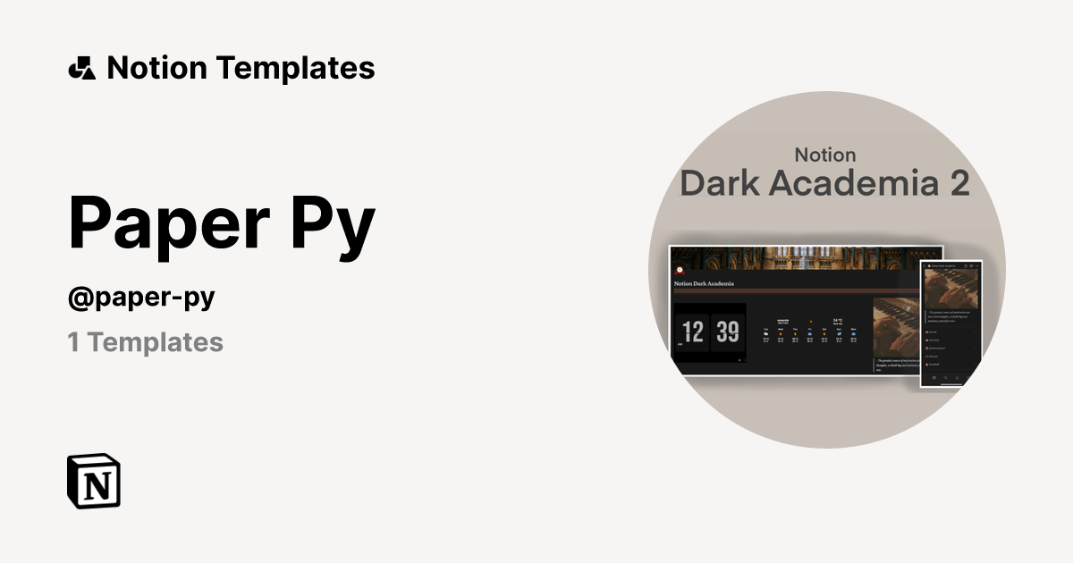 Paper Py | Template Creator | Notion Marketplace Paper Py | Template Creator | Notion Marketplace