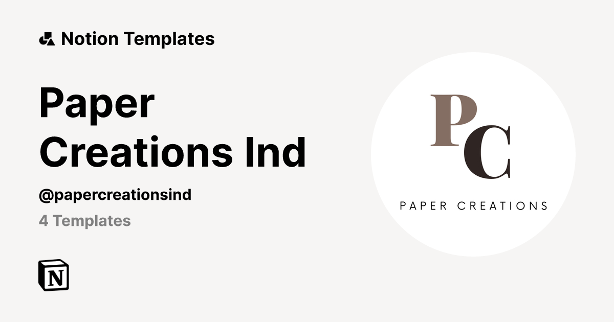 Paper Creations Ind | Template Creator | Notion Marketplace