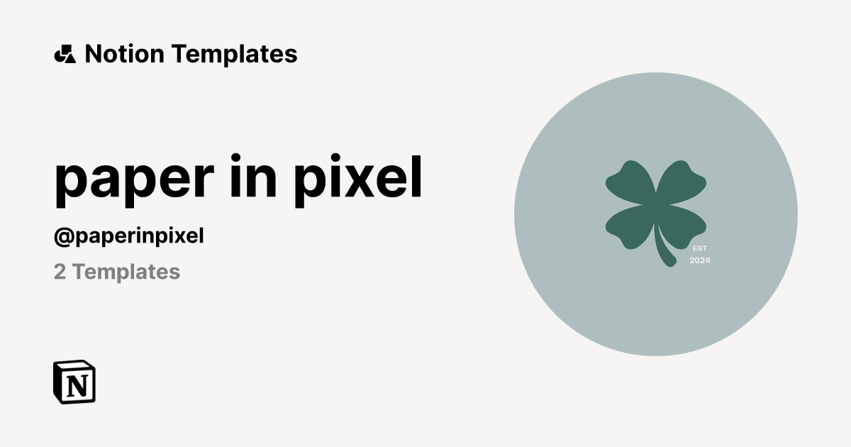 paper in pixel | Template Creator | Notion Marketplace