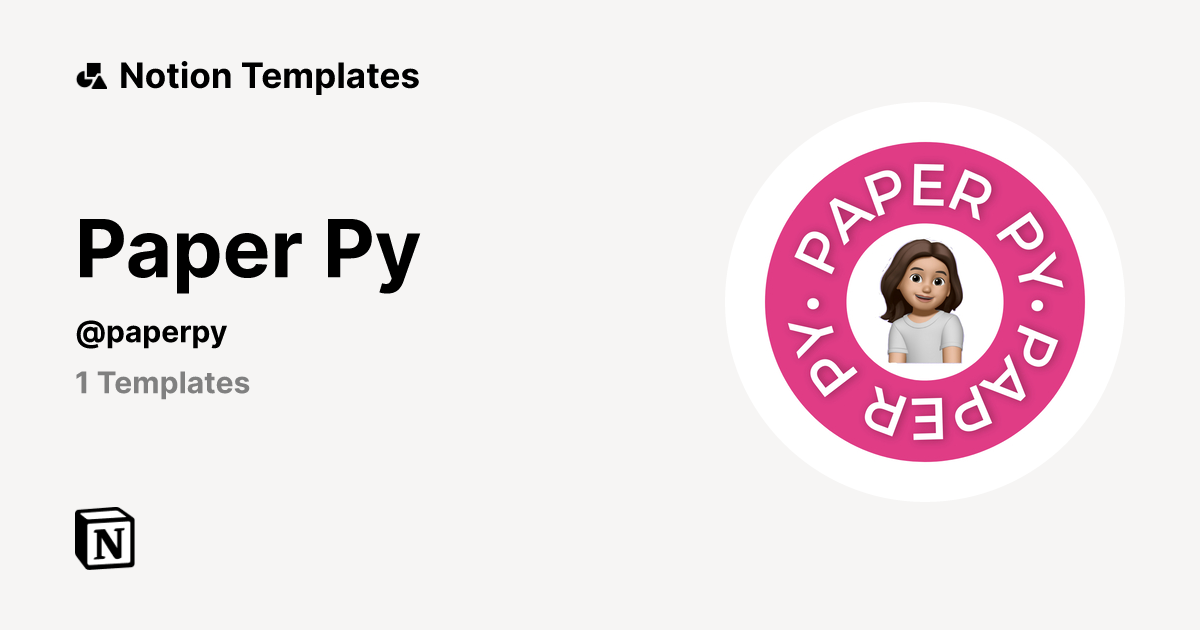 Paper Py | Template Creator | Notion Marketplace