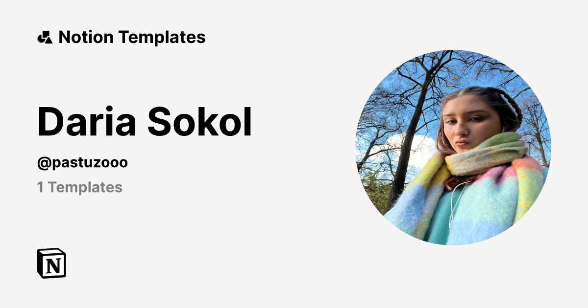 Daria Sokol | Template Creator | Notion Marketplace