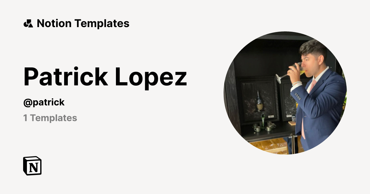 Patrick Lopez | Template Creator | Notion Marketplace