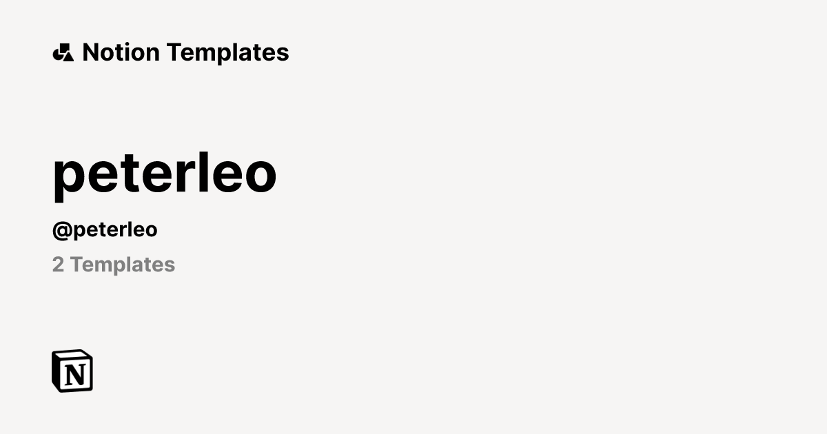 peterleo | Template Creator | Notion Marketplace