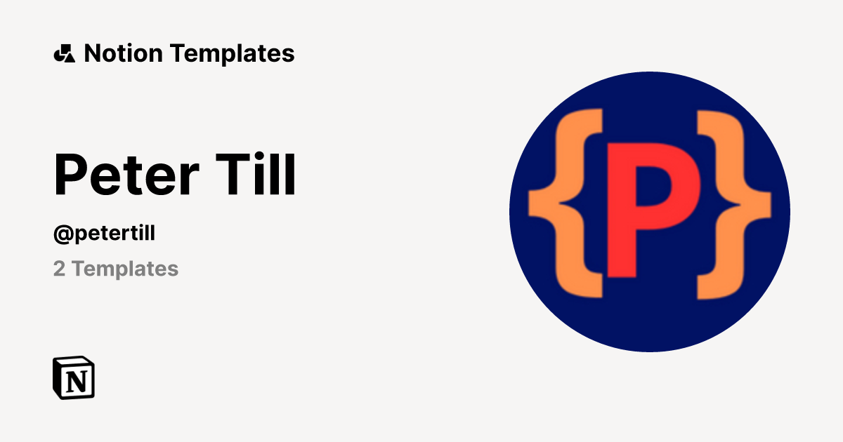 Peter Till | Template Creator | Notion Marketplace