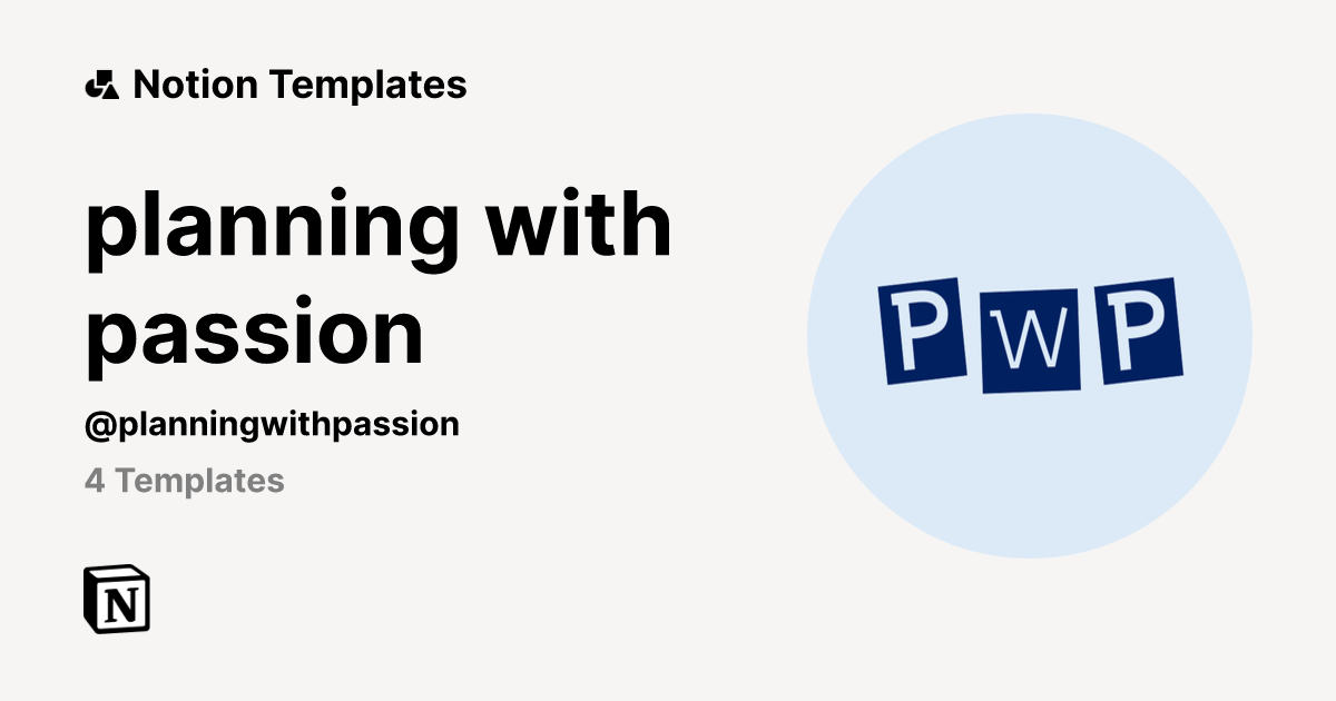 planning with passion | Template Creator | Notion Marketplace