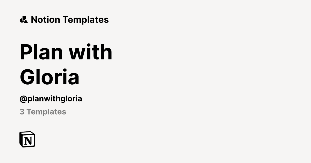 Plan with Gloria | Template Creator | Notion Marketplace
