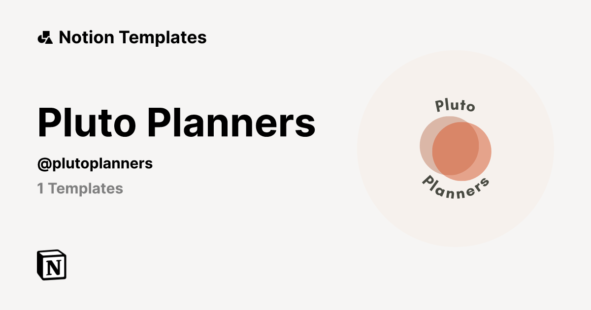 Pluto Planners | Template Creator | Notion Marketplace