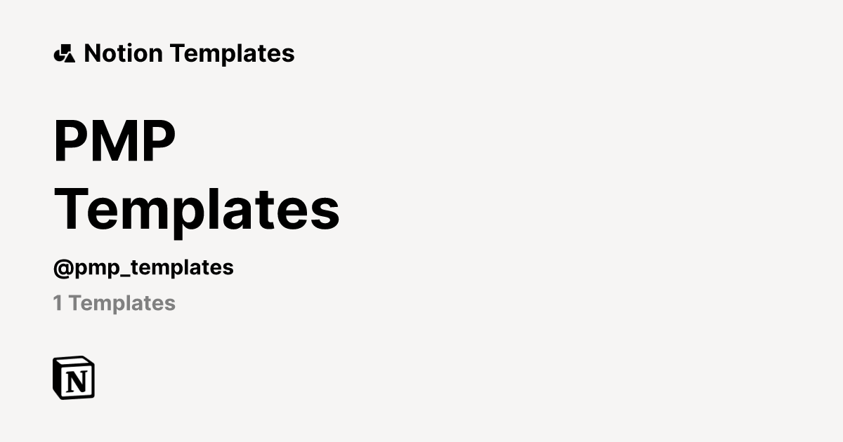 PMP Templates | Template Creator | Notion Marketplace