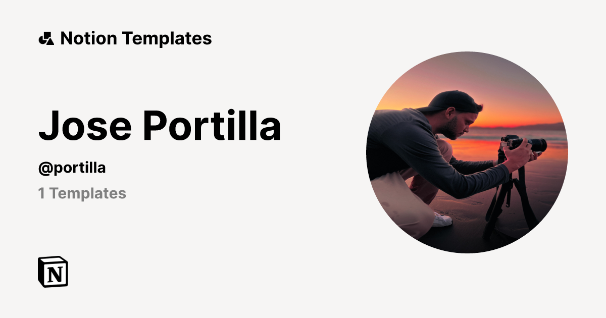 Jose Portilla | Template Creator | Notion Marketplace