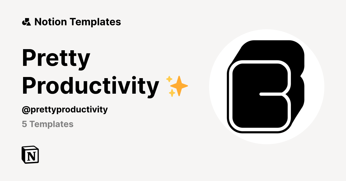 Pretty Productivity | Template Creator | Notion Marketplace