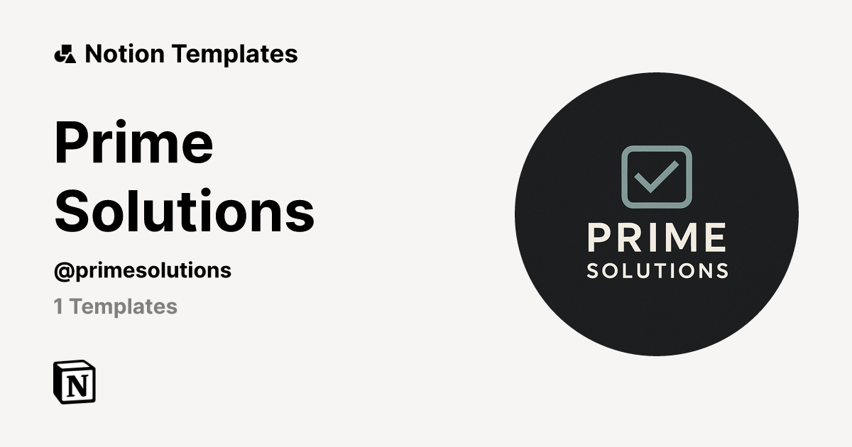 Prime Solutions | Template Creator | Notion Marketplace