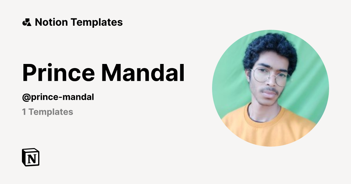 Prince Mandal | Template Creator | Notion Marketplace