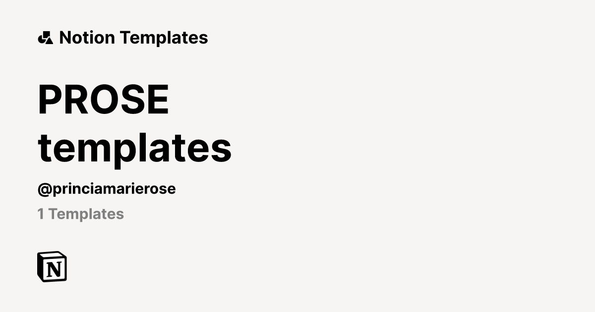 PROSE templates | Template Creator | Notion Marketplace