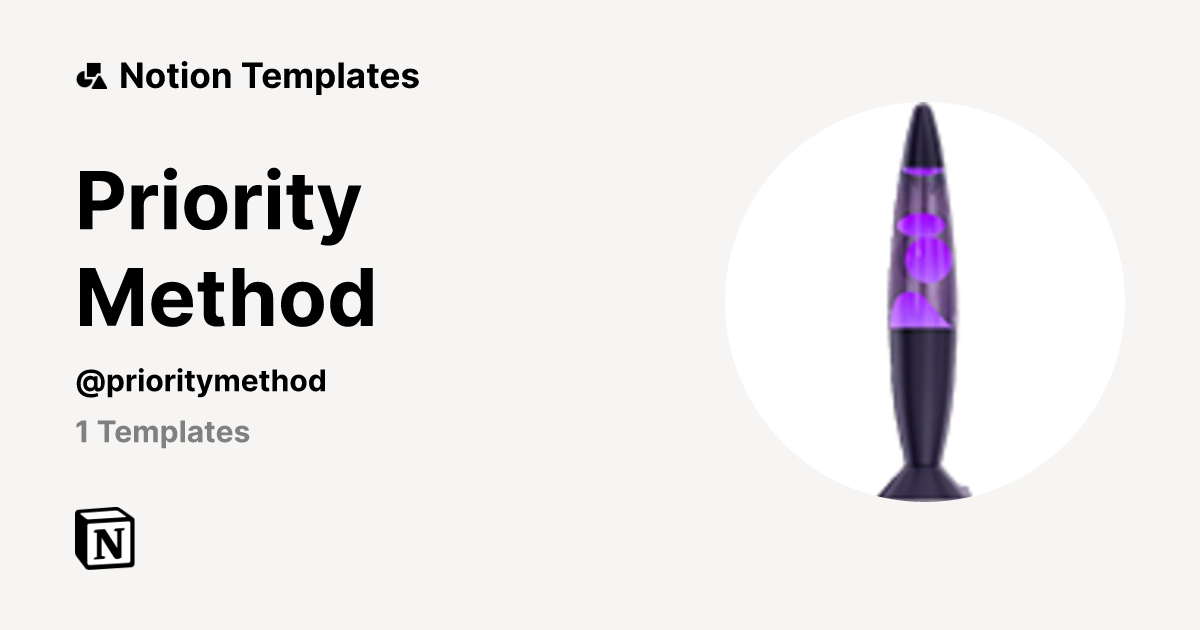 Priority Method | Template Creator | Notion Marketplace