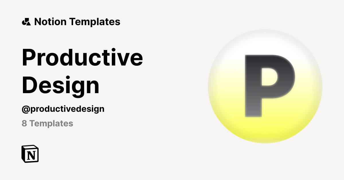 Productive Design | Template Creator | Notion Marketplace