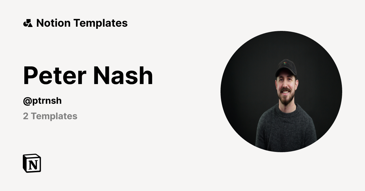 Peter Nash | Template Creator | Notion Marketplace