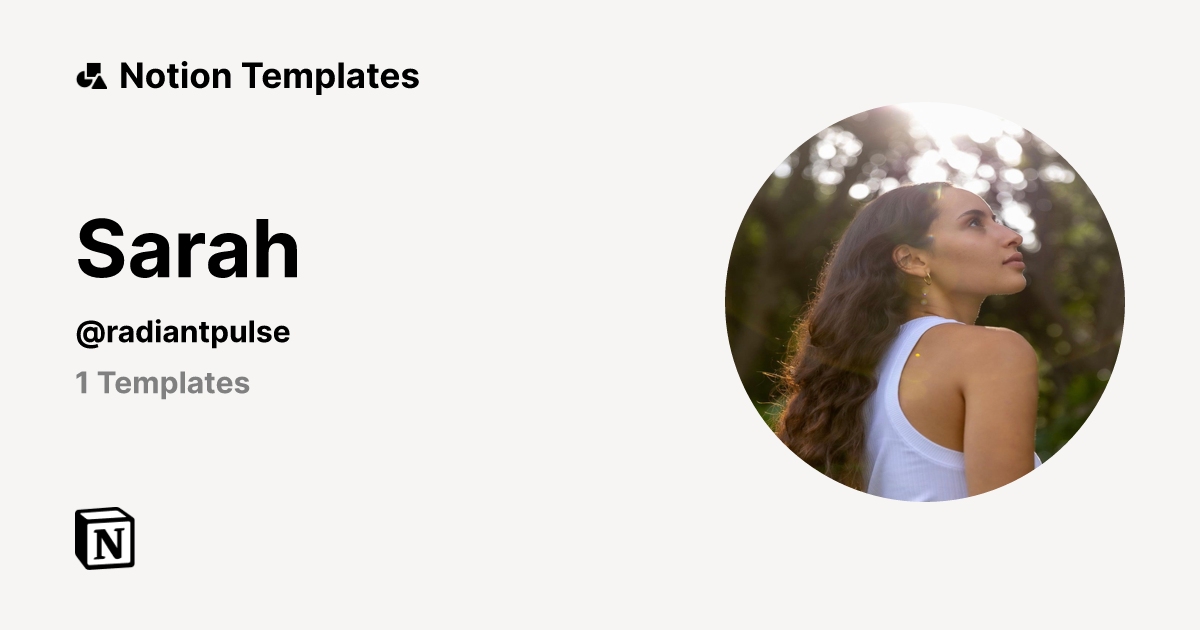 Sarah | Template Creator | Notion Marketplace