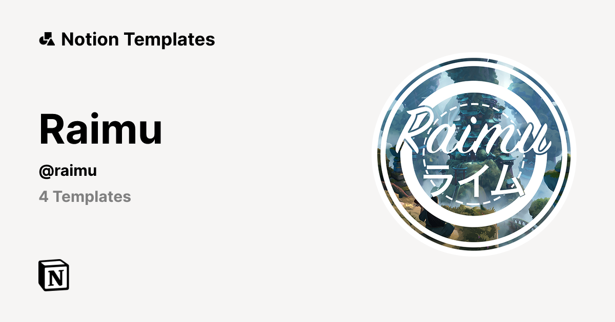 Raimu | Template Creator | Notion Marketplace