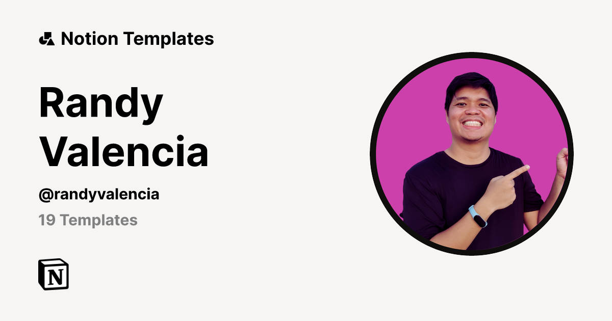 Randy Valencia | Template Creator | Notion Marketplace