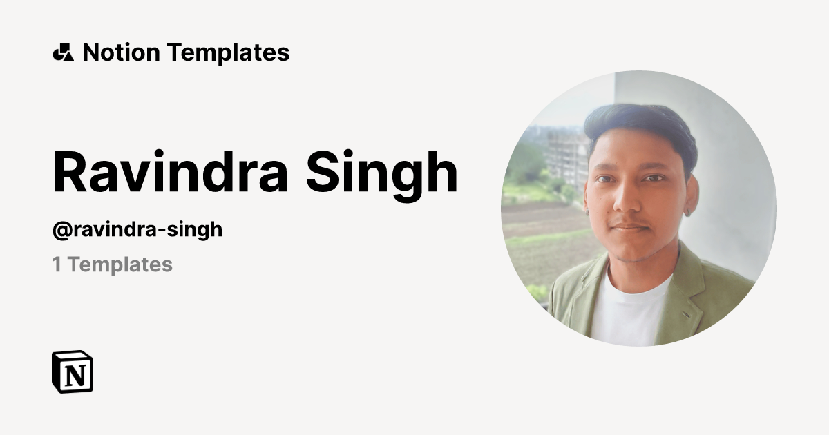 Ravindra Singh Template Creator Notion Marketplace