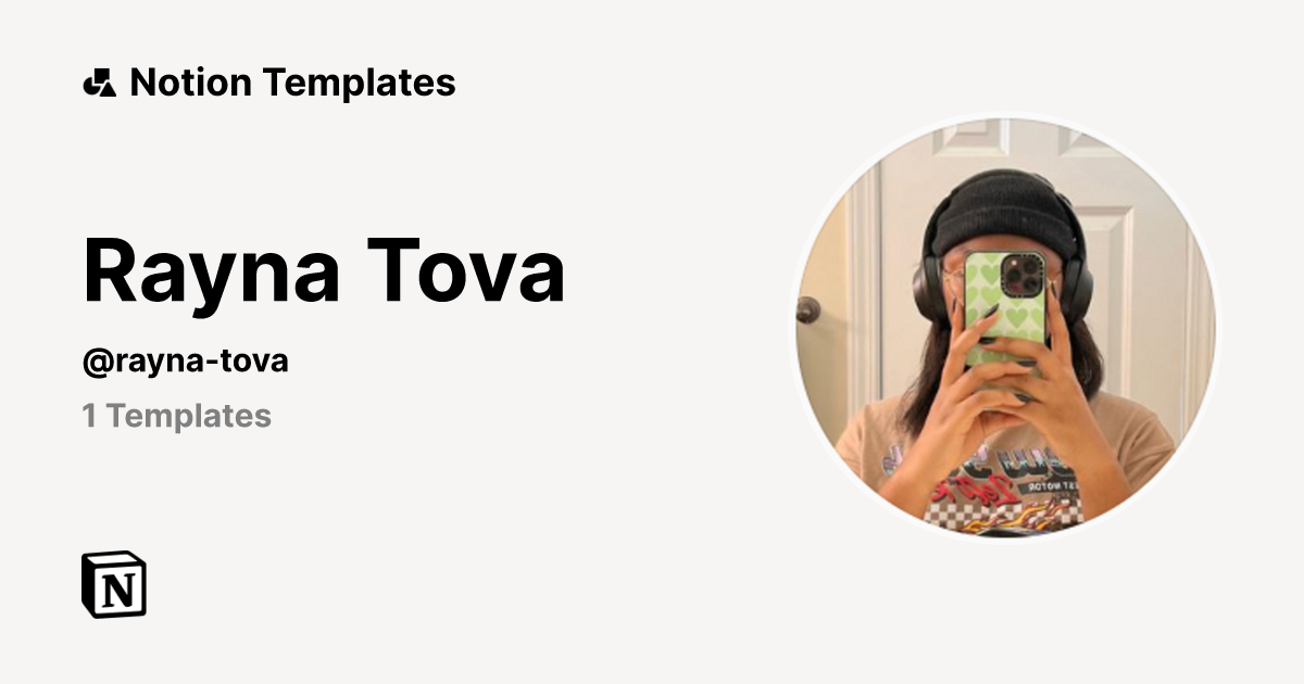 Rayna Tova | Template Creator | Notion Marketplace
