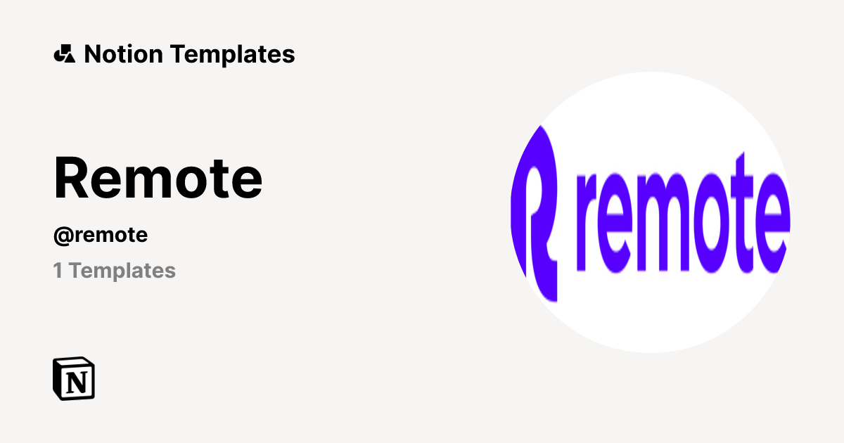 Remote | Template Creator | Notion Marketplace