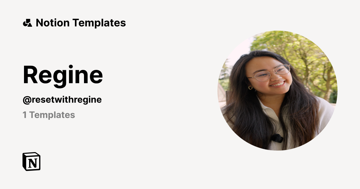 Regine | Template Creator | Notion Marketplace