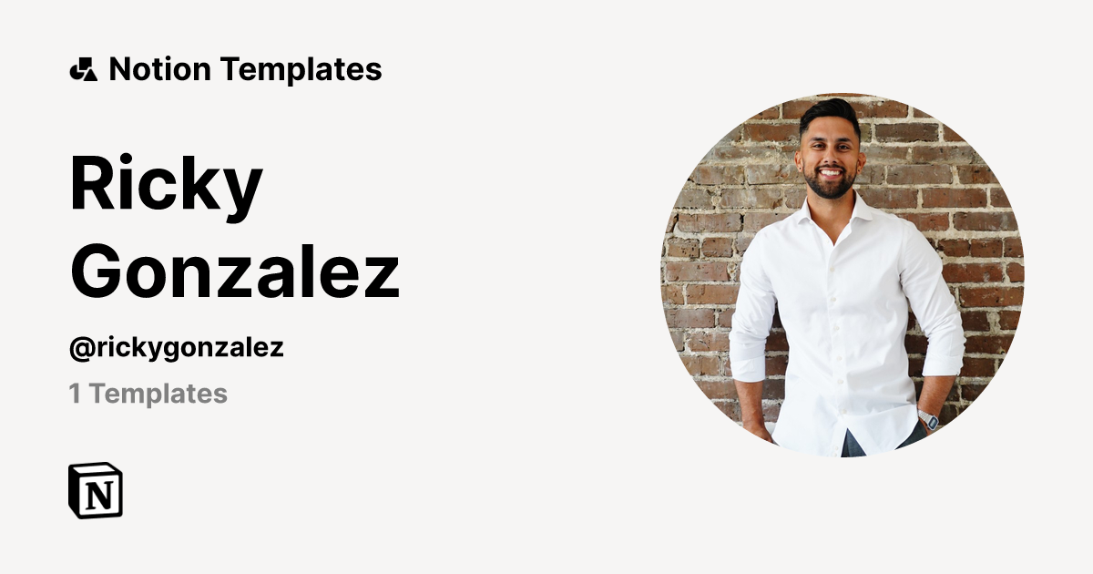 Ricky Gonzalez | Template Creator | Notion Marketplace