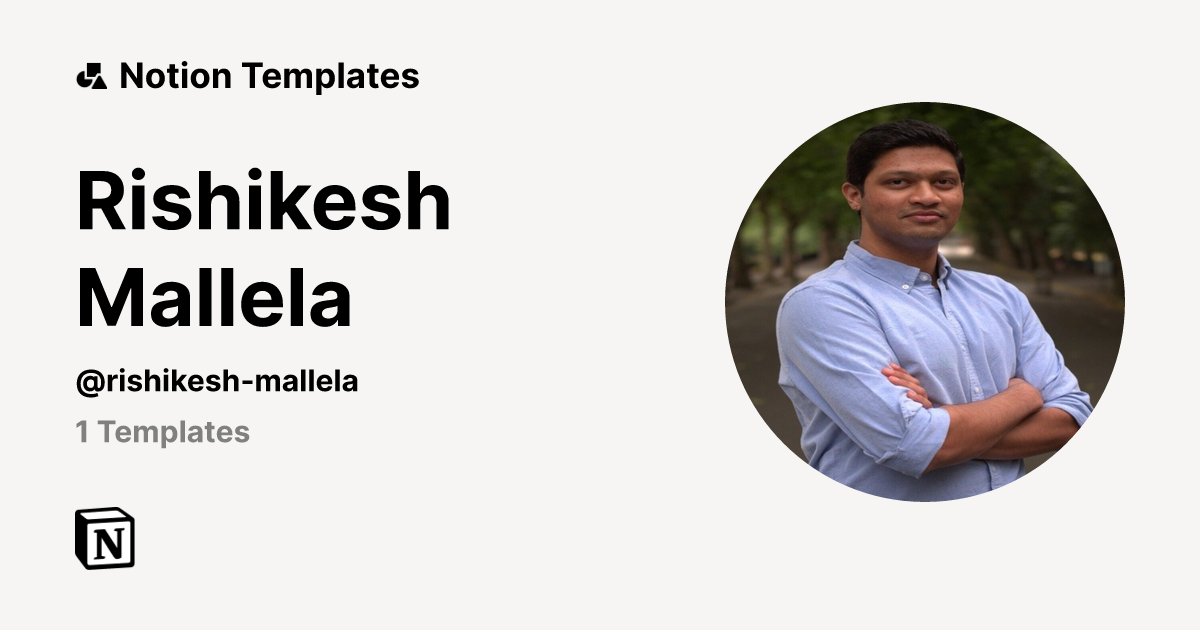 Rishikesh Mallela | Template Creator | Notion Marketplace