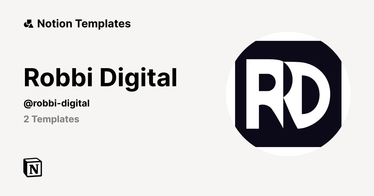 Robbi Digital | Template Creator | Notion Marketplace