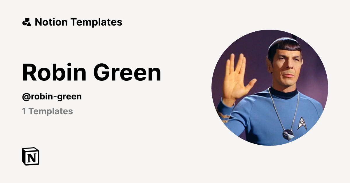 Robin Green | Template Creator | Notion Marketplace