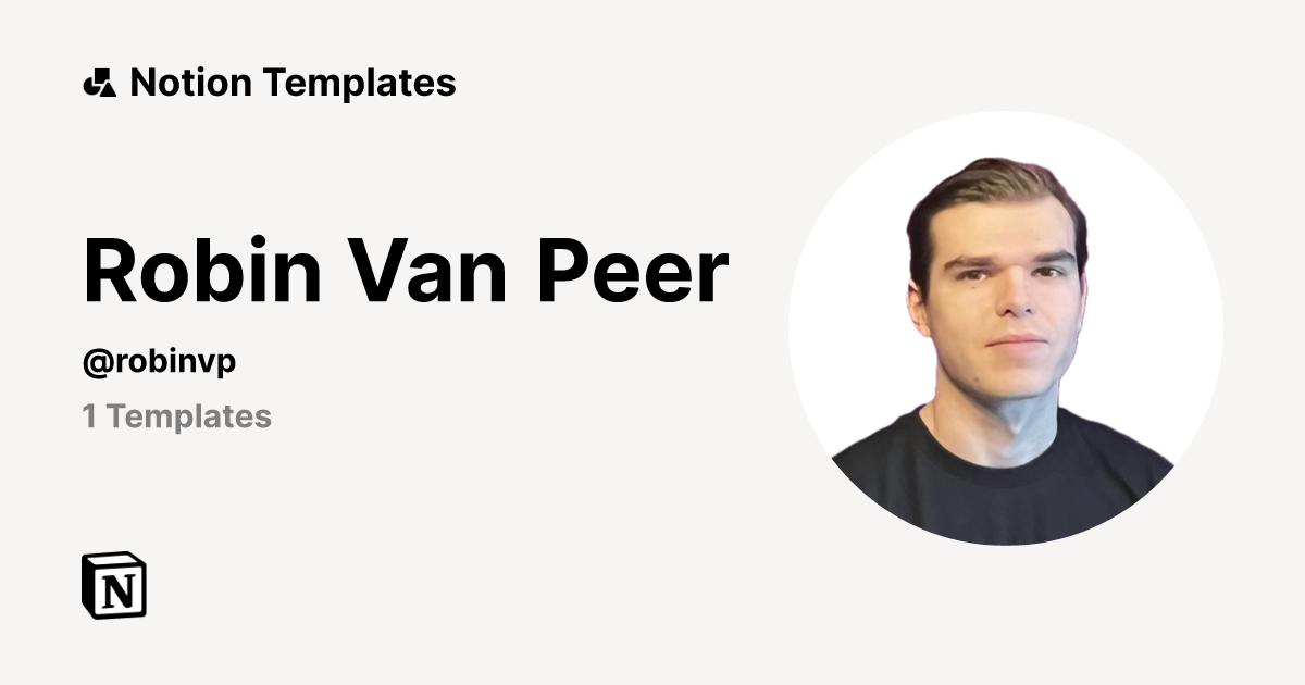 Robin Van Peer | Template Creator | Notion Marketplace