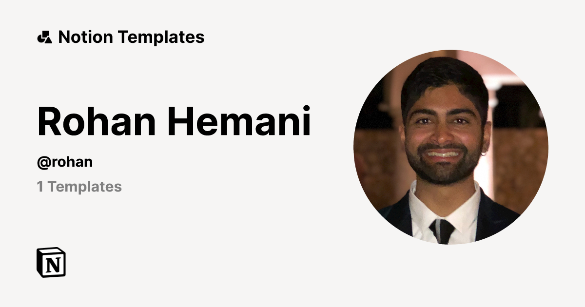 Rohan Hemani | Template Creator | Notion Marketplace