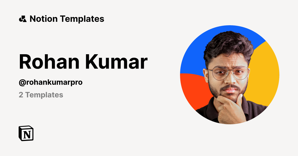 Rohan Kumar | Template Creator | Notion Marketplace