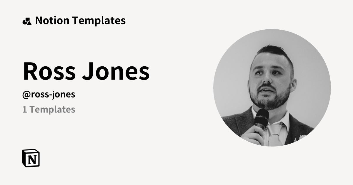 Ross Jones | Template Creator | Notion Marketplace