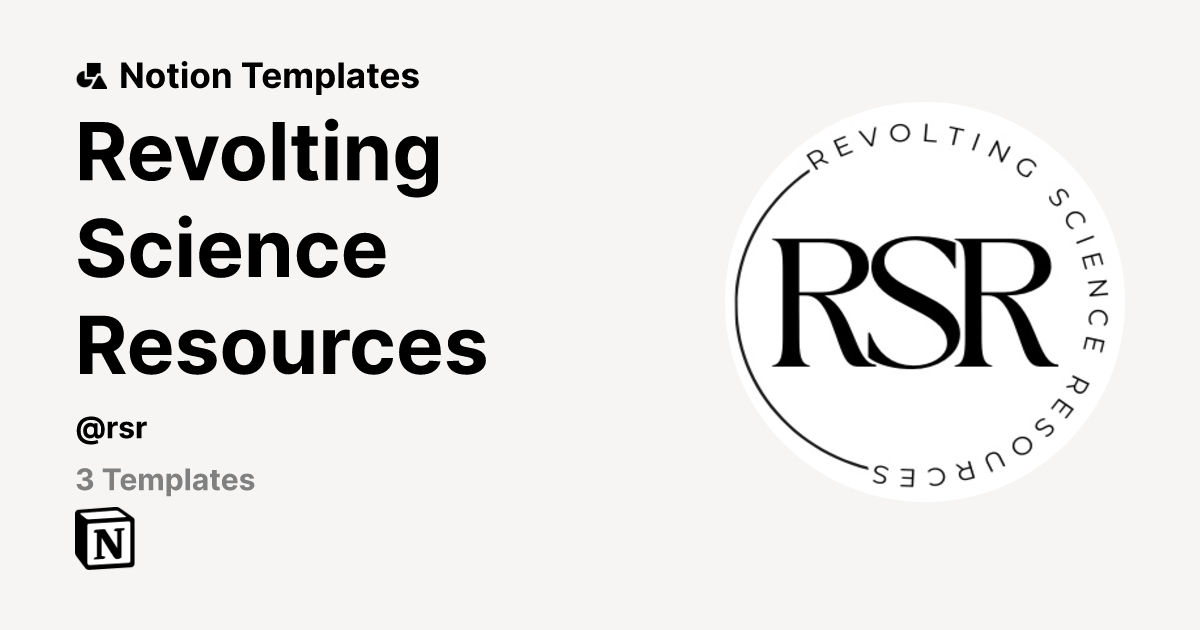 Revolting Science Resources | Template Creator | Notion Marketplace