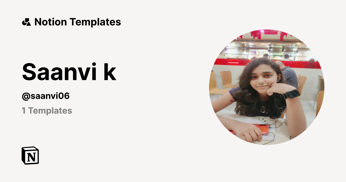 Saanvi k | Template Creator | Notion Marketplace