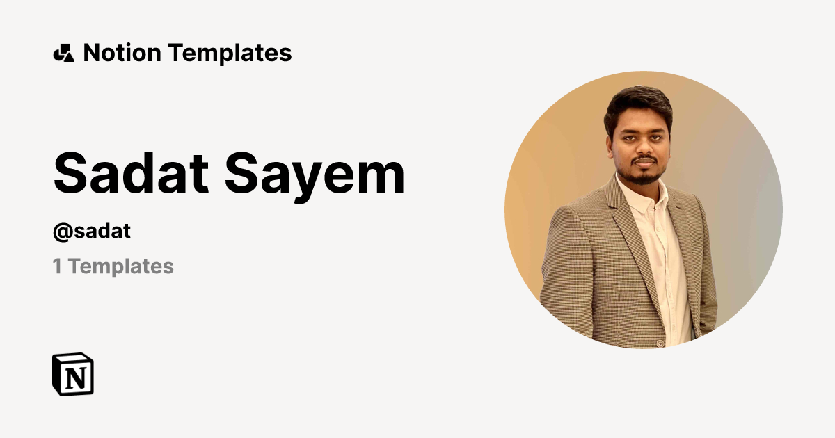 Sadat Sayem | Template Creator | Notion Marketplace