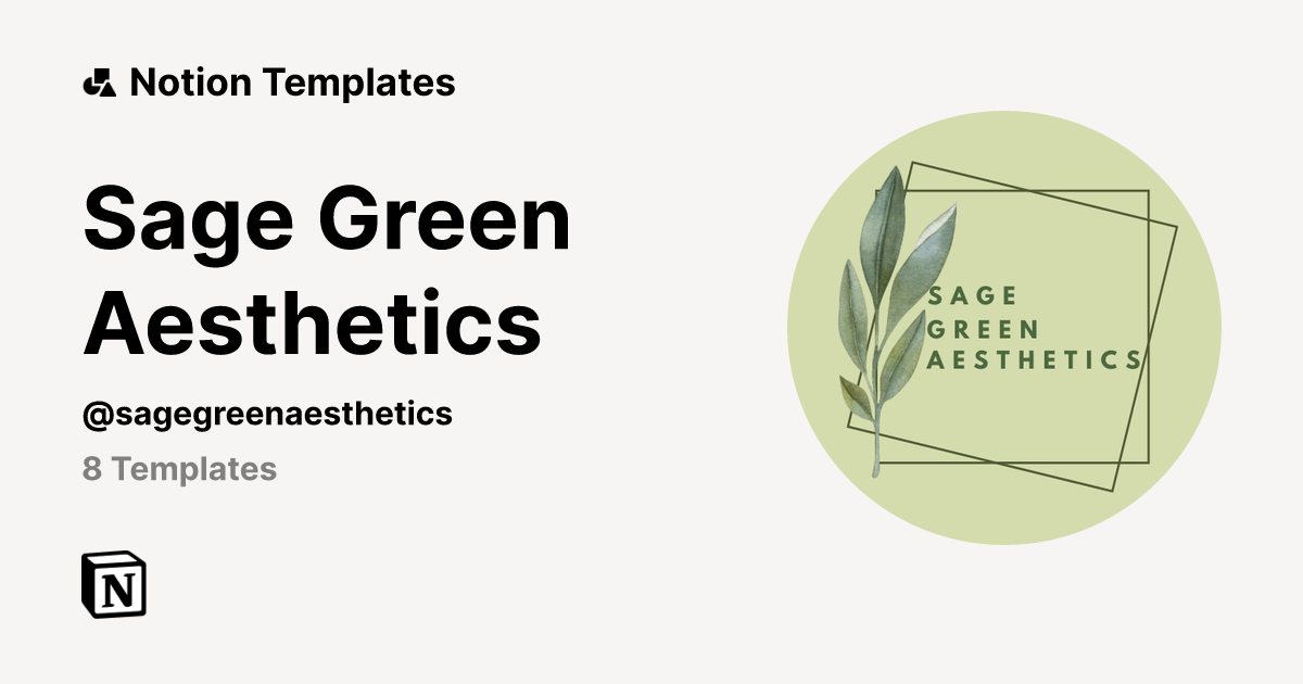 Sage Green Aesthetics | Template Creator | Notion Marketplace