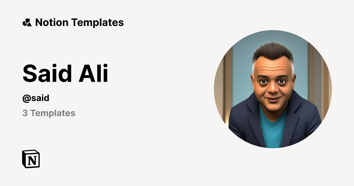 Said Ali | Template Creator | Notion Marketplace