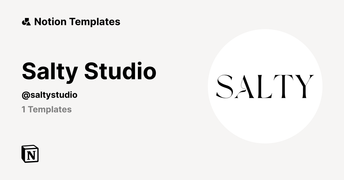 Salty Studio | Template Creator | Notion Marketplace