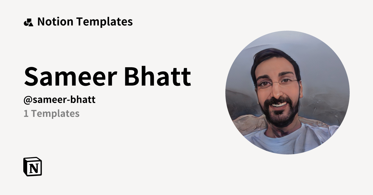 Sameer Bhatt | Template Creator | Notion Marketplace
