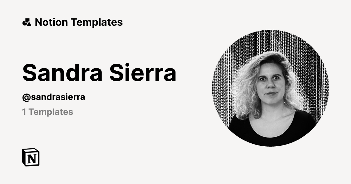 Sandra Sierra | Template Creator | Notion Marketplace
