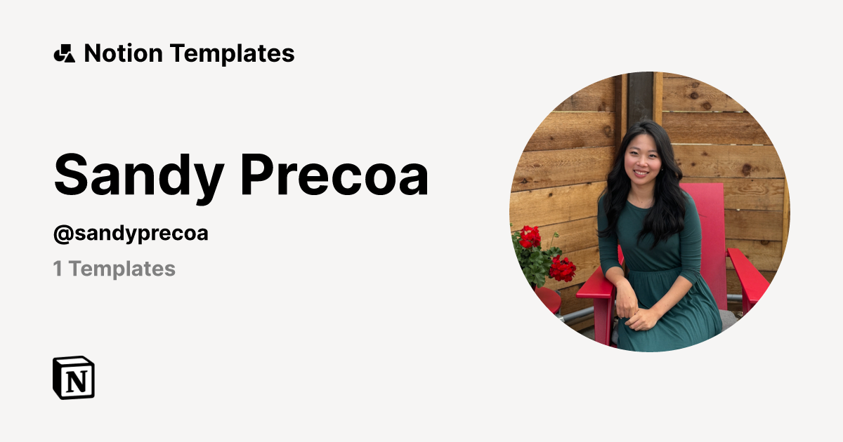 Sandy Precoa | Template Creator | Notion Marketplace