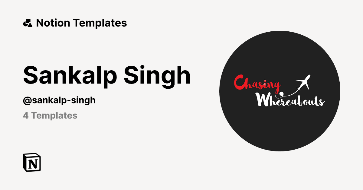 Sankalp Singh | Template Creator | Notion Marketplace