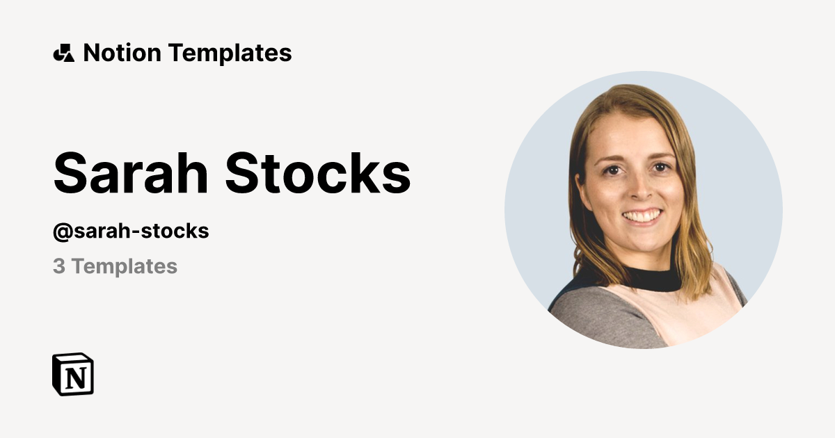 Sarah Stocks | Template Creator | Notion Marketplace