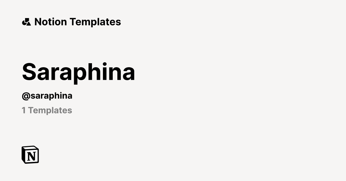 Saraphina | Template Creator | Notion Marketplace