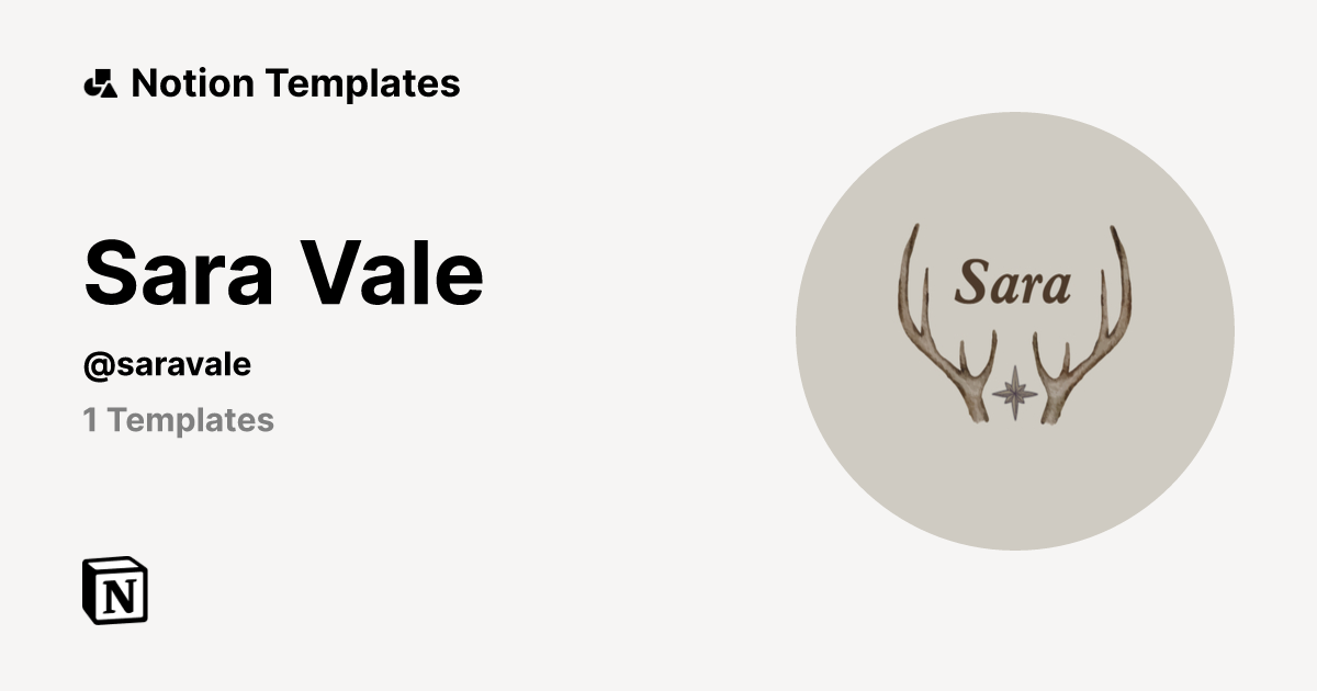 Sara Vale | Template Creator | Notion Marketplace