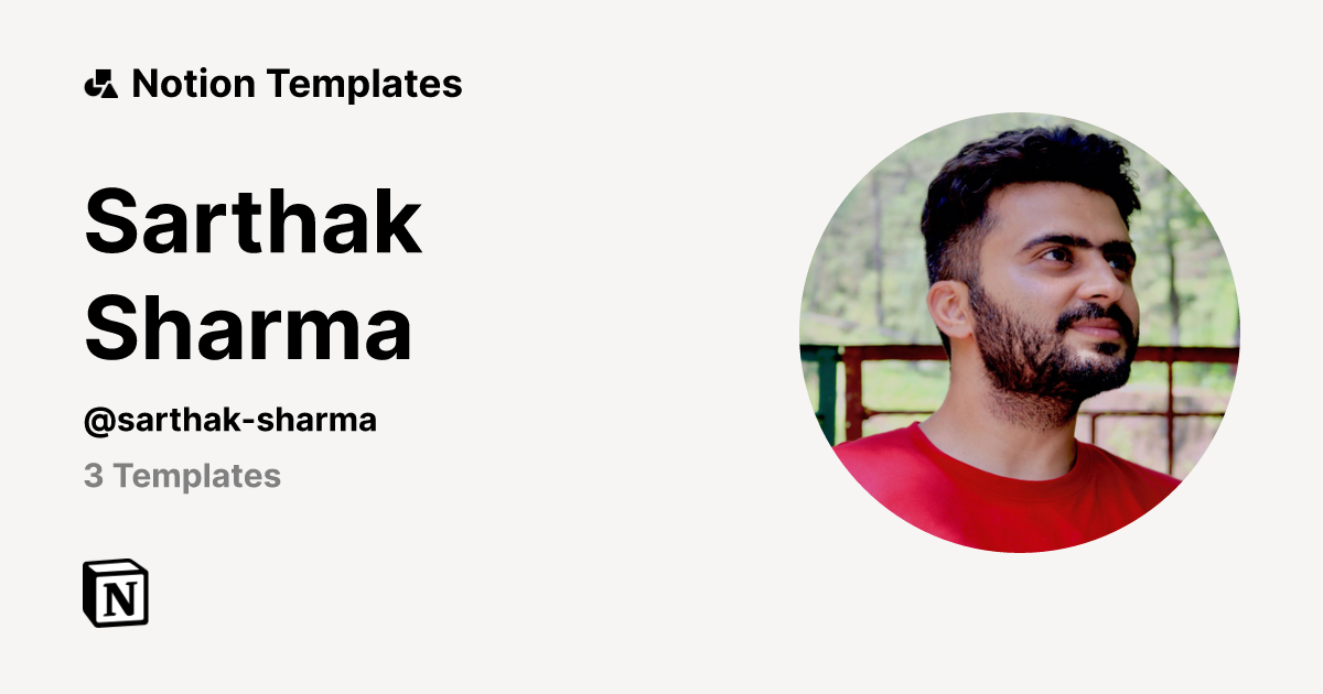 Sarthak Sharma | Template Creator | Notion Marketplace