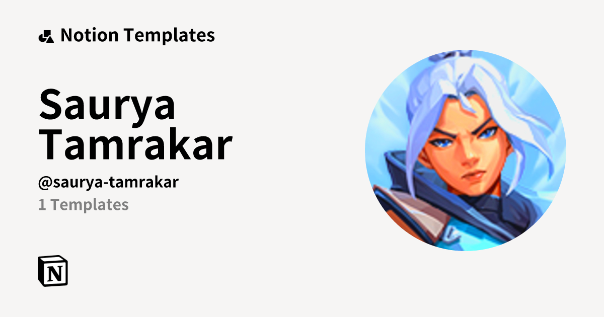 Saurya Tamrakar | Template Creator | Notion Marketplace